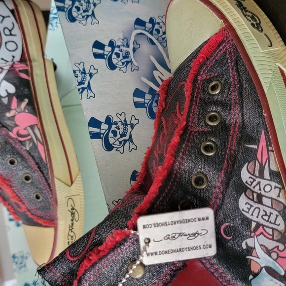 Ed Hardy | Shoes | Ed Hardy Red And Black Sneakers | Poshmark
